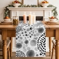 Abstract Circles Dining Table Runner, Modern Minimalist Gray Black ...