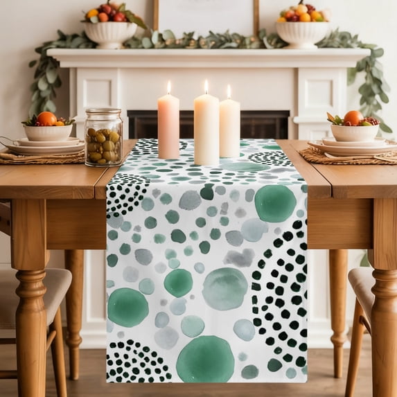 Abstract Circles Dining Table Runner, Modern Minimalist Teal Black ...
