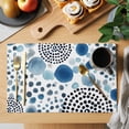 Abstract Circles Placemats Set of 8, Modern Minimalist Navy Blue Black ...