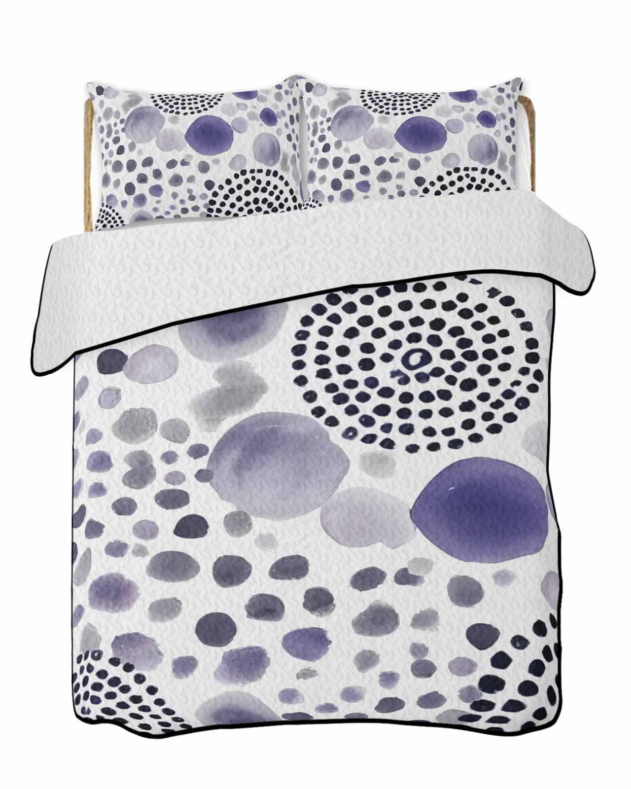 Abstract Circles Quilts Bedding Set Full Size Modern Minimalist Purple ...