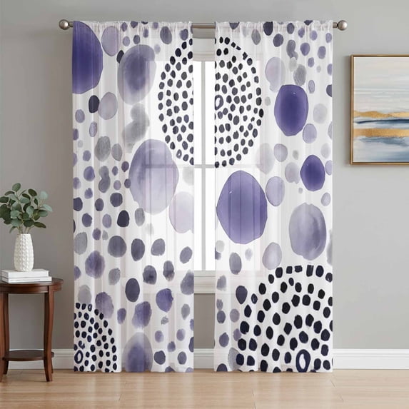 Abstract Circles Sheer Curtains for Living Room Bedroom, Modern ...
