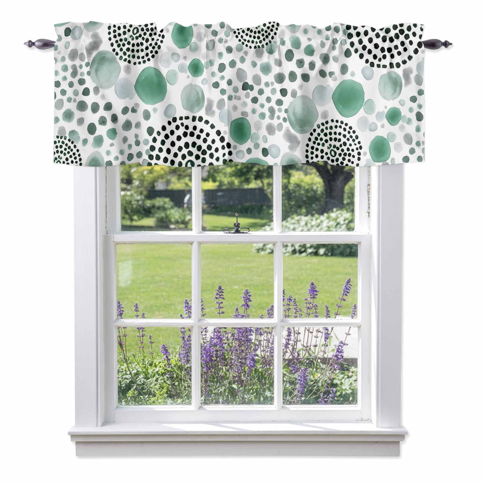 Abstract Circles Valance Curtains for Windows, Modern Minimalist Teal ...