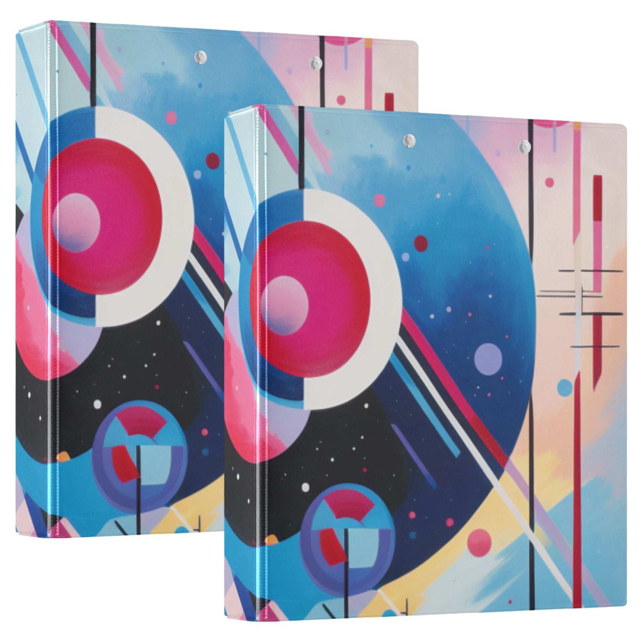 Abstract Circles and Lines 3 Ring Hardcover Binders 1.5" Round Rings ...