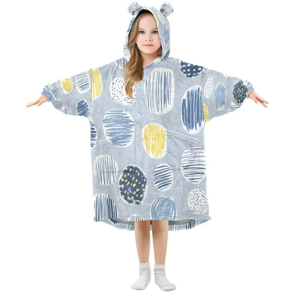 Abstract Circles with Stripes Wearable Blankets Hoodie Oversize Sherpa ...