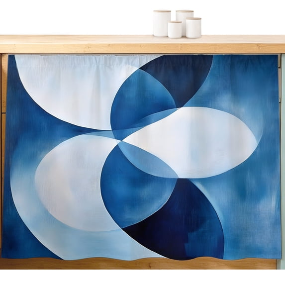 Abstract Circular Cabinet Curtains White Blue Stitching Gradient Sink ...