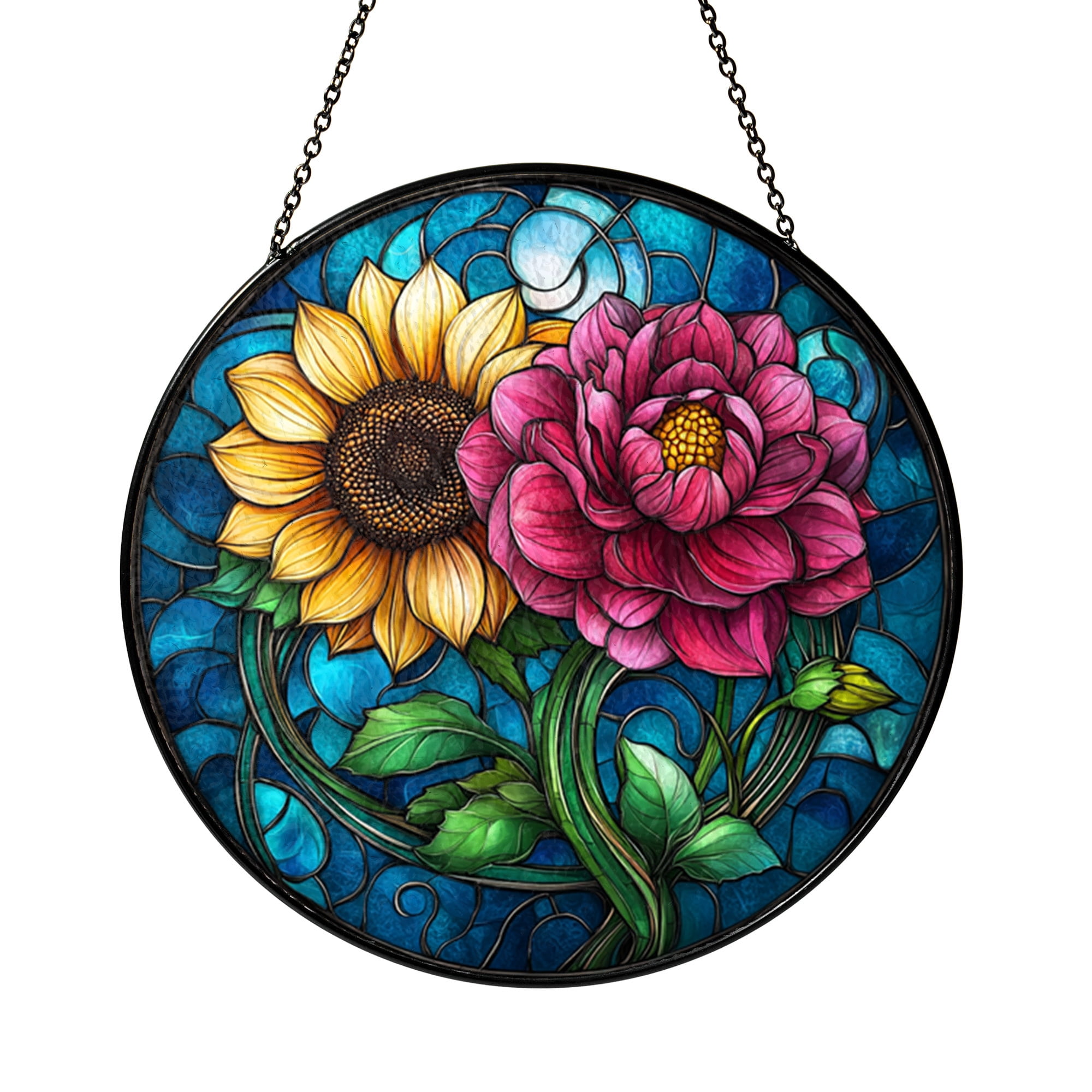 Abstract Circular Faux Stained Glass Wreath Sign – Decorative Wall Art ...