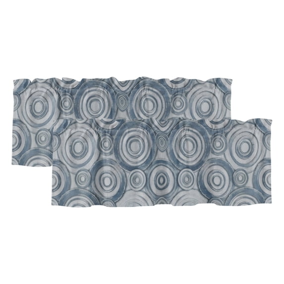 Abstract Circular Ripples 2 Panels Kitchen Valance, Artistic Blue ...