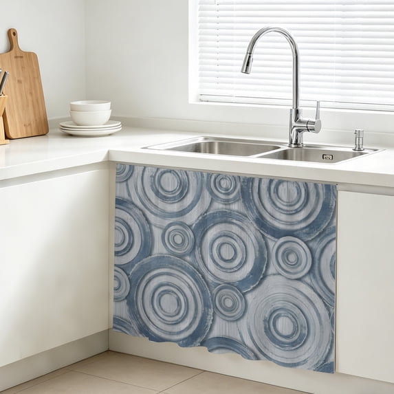 Abstract Circular Ripples Cabinet Curtains for Kitchen 11"W x 13"L ...