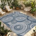 Abstract Circular Ripples Outdoor Rug, Artistic Blue Geometric Fluid ...