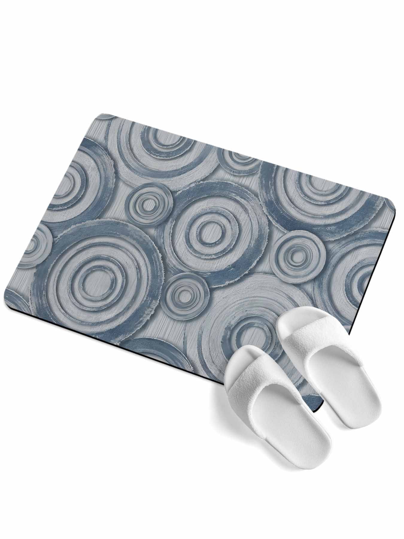 Abstract Circular Ripples Soft Diatomaceous Earth Mat, Artistic Blue ...