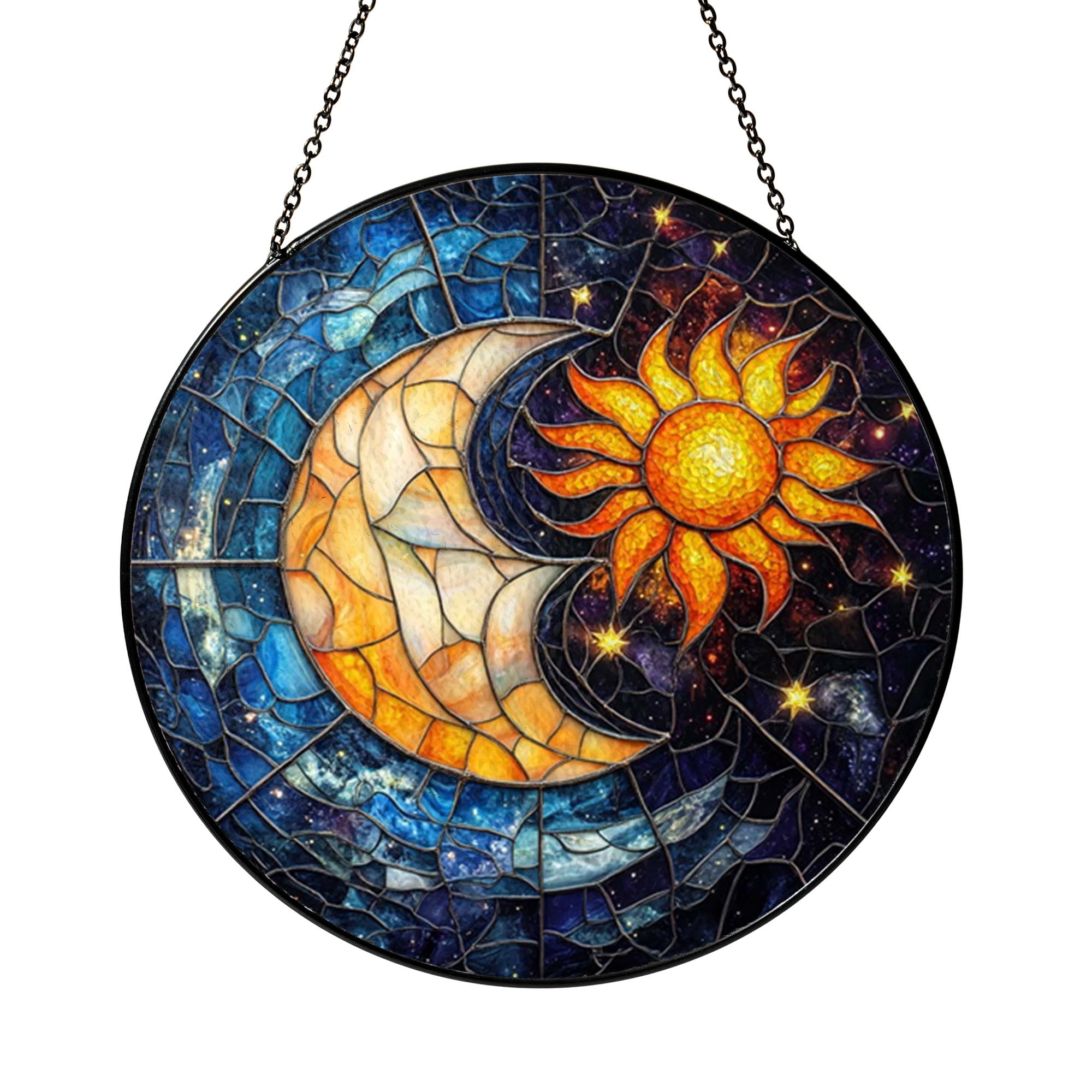 Abstract Circular Stained Glass Style Suncatcher Set – Geometric Window ...