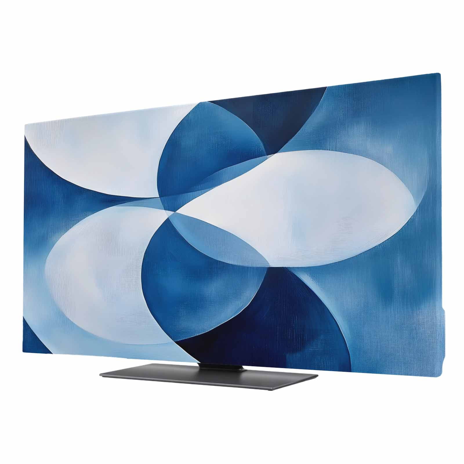 Abstract Circular TV Dust Cover 43 Inch, White Blue Stitching Gradient ...