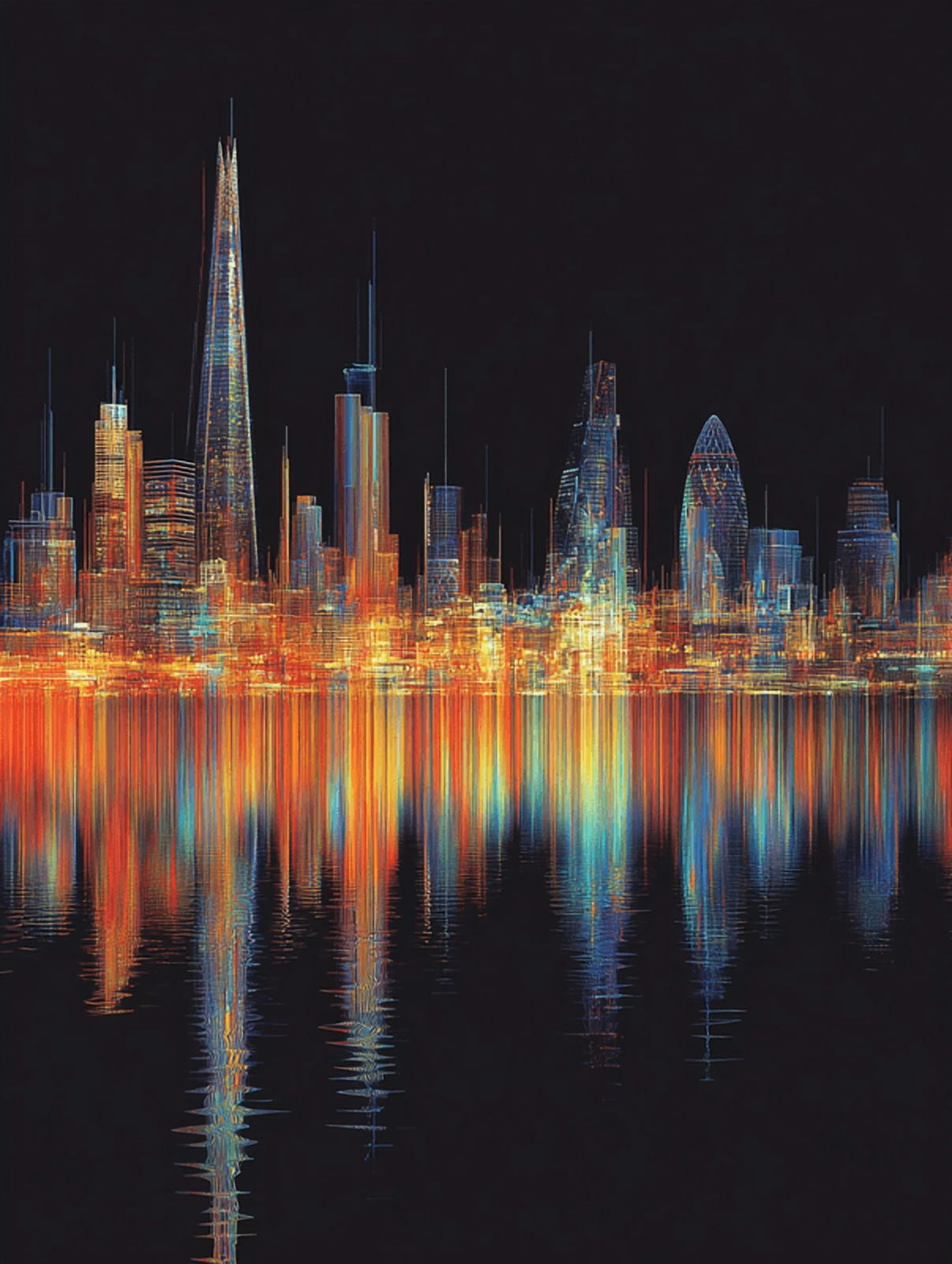 Abstract City Skyline Canvas Print, Wall Decor for Living Room Bedroom ...