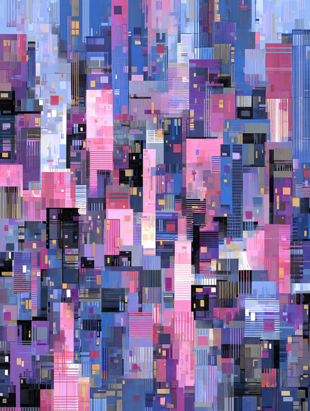 Abstract Cityscape Art Print, Modern Geometric Urban Decor for Living ...