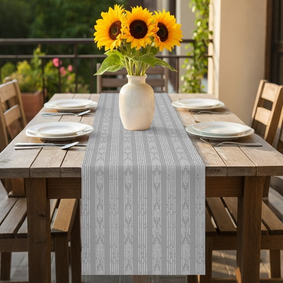 Abstract Classic Striped Table Runner 90 Inch Long Boho Gray Table ...