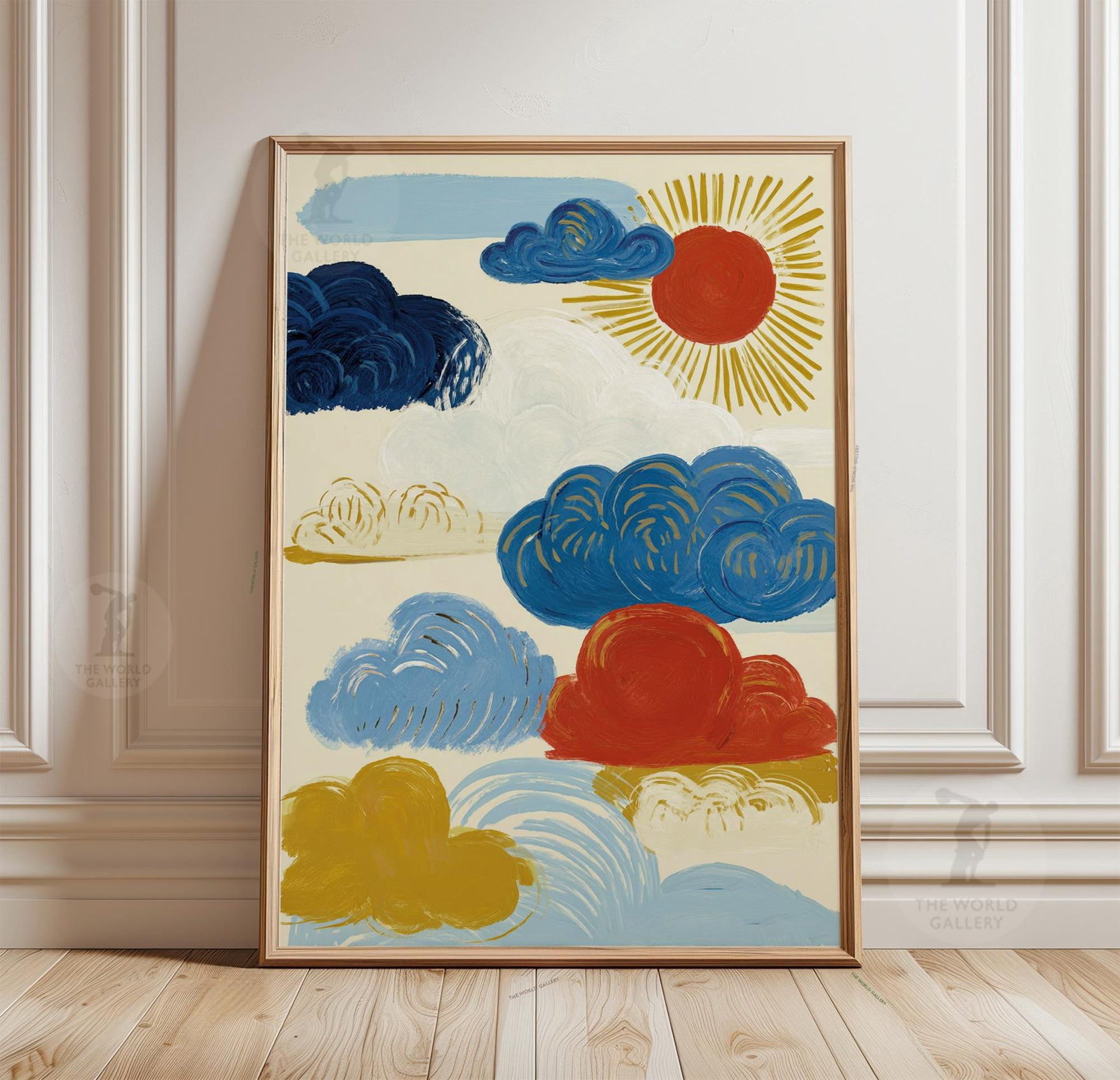 Abstract Cloud Poster Mid Century Modern Wall Art Colorful Sky ...