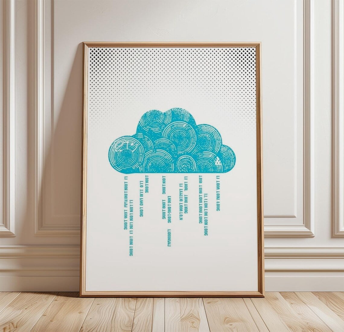 Abstract Cloud Rain Poster Minimalist Graphic Blue Pattern Wall Art ...