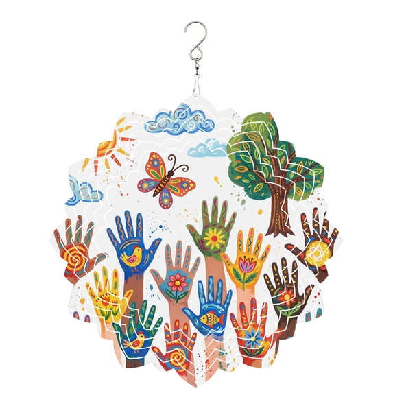 Abstract Cloud Wind Spinner for Garden Yard 8In, Green Tree Flower Hand ...