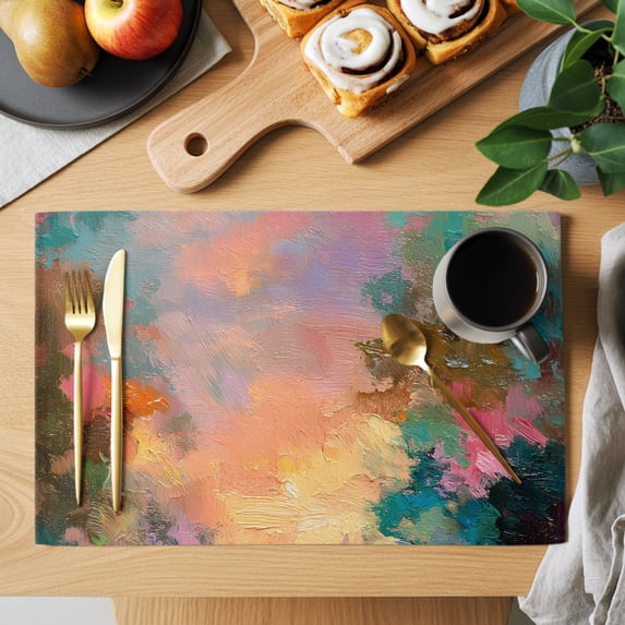 Abstract Clouds Placemats Set of 8, Sky Landscape Oil Painting ...