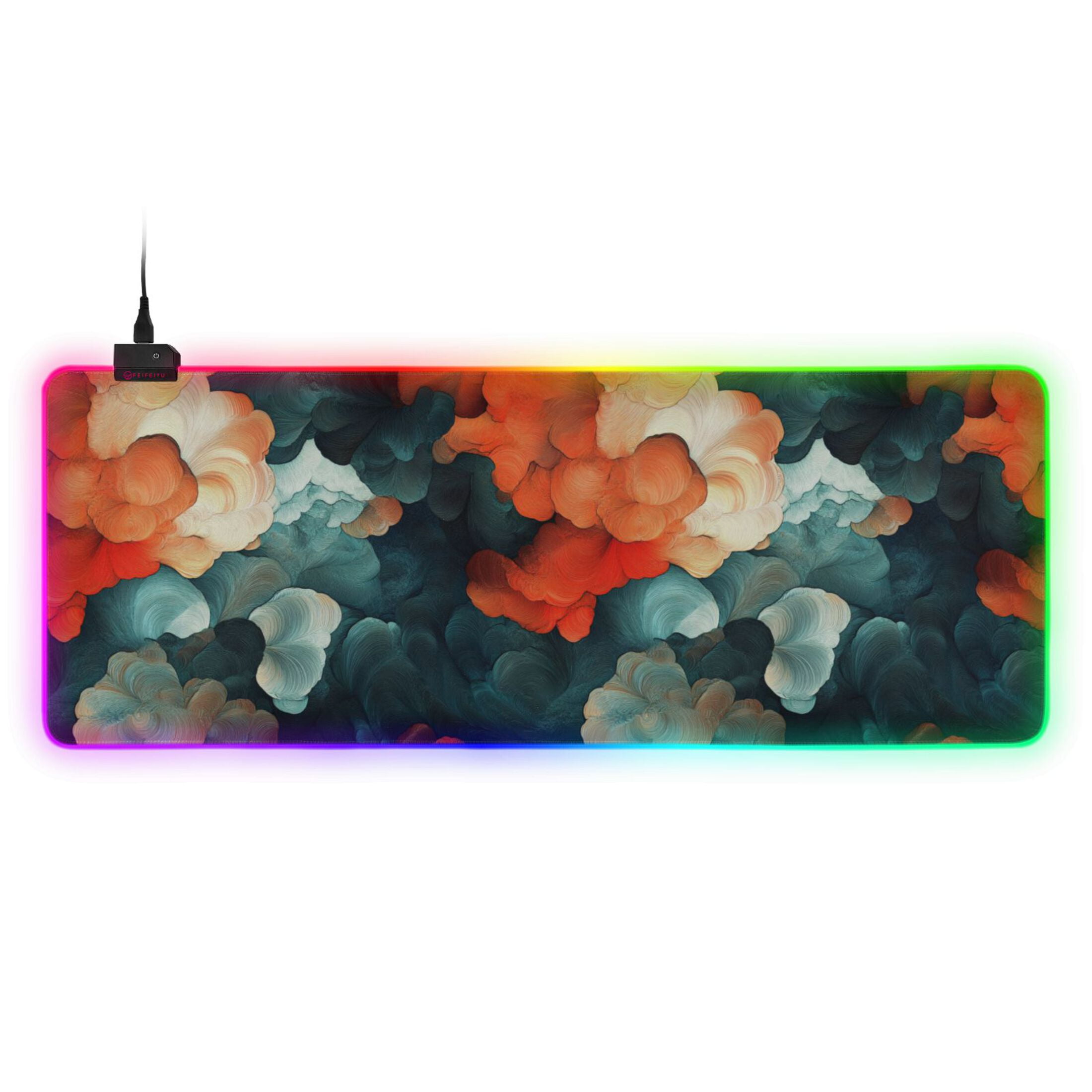 Abstract Clouds RGB Gaming Mouse Pad Large Keyboard Mat Rubber Base 13 ...