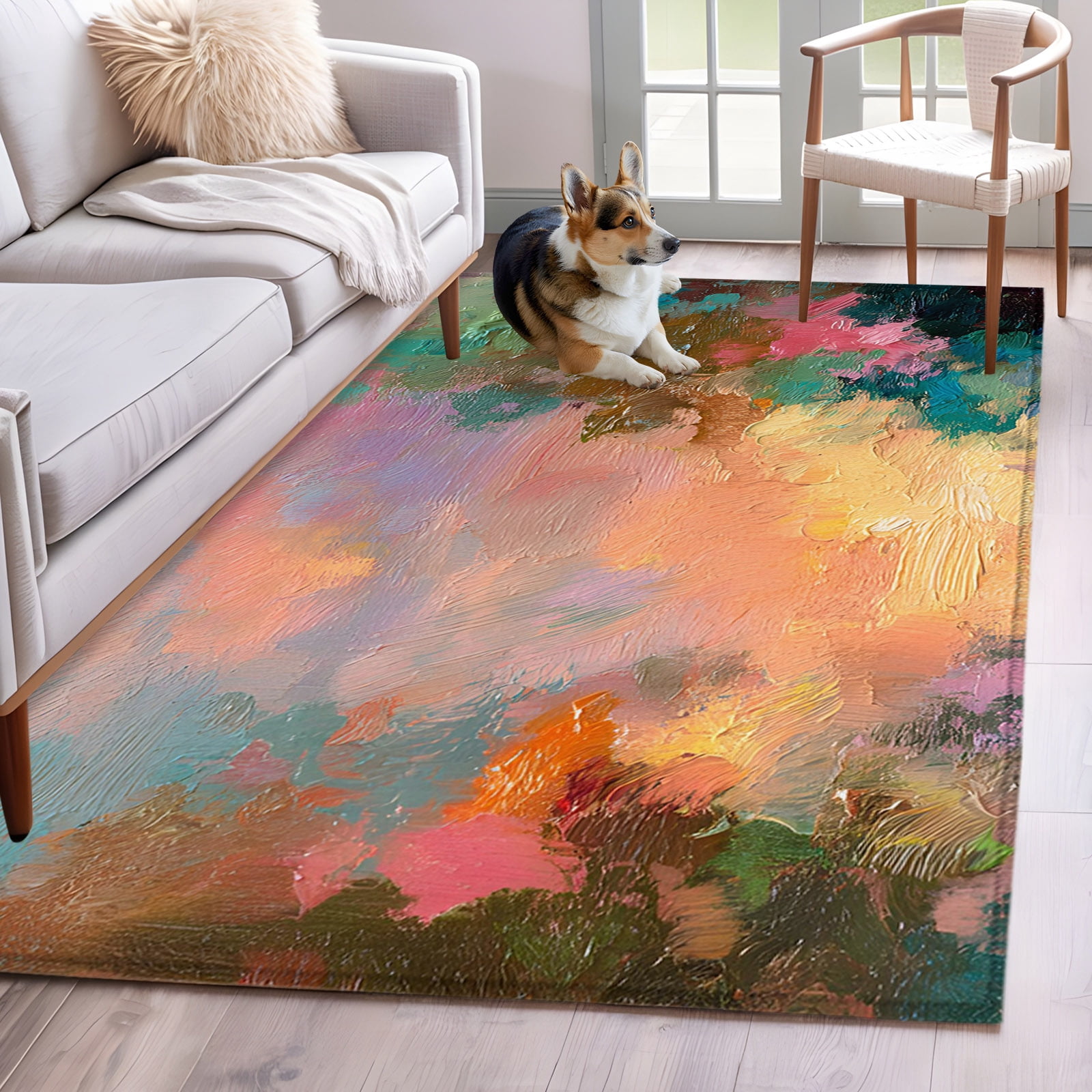 Abstract Clouds Washable Area Rug 4x6 Sky Landscape Oil Painting ...