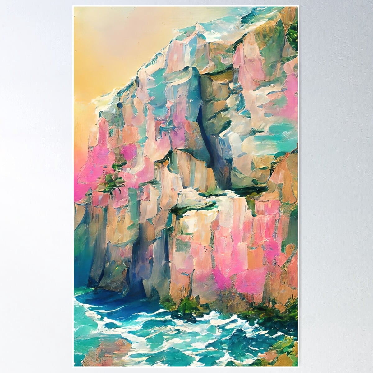 Abstract Coastal Cliff Poster Wall Art, Modern Wall Decor For Living ...