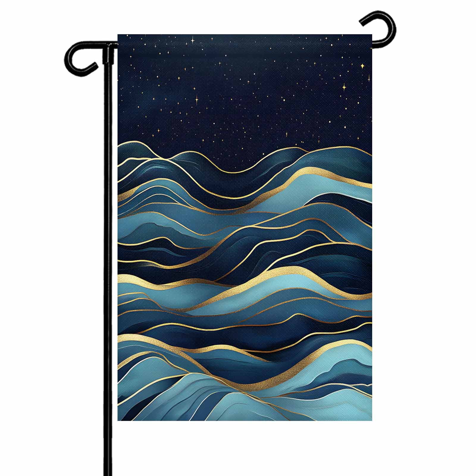 Abstract Coastal Garden Flags for Outside Watercolor Star Sky Waves Sea ...