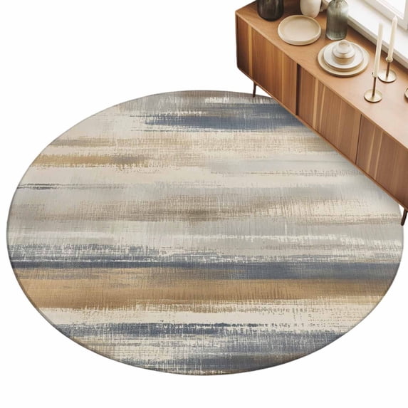 Abstract Coastal Landscape 3.3ft Non Slip Round Area Rug Modern Retro ...