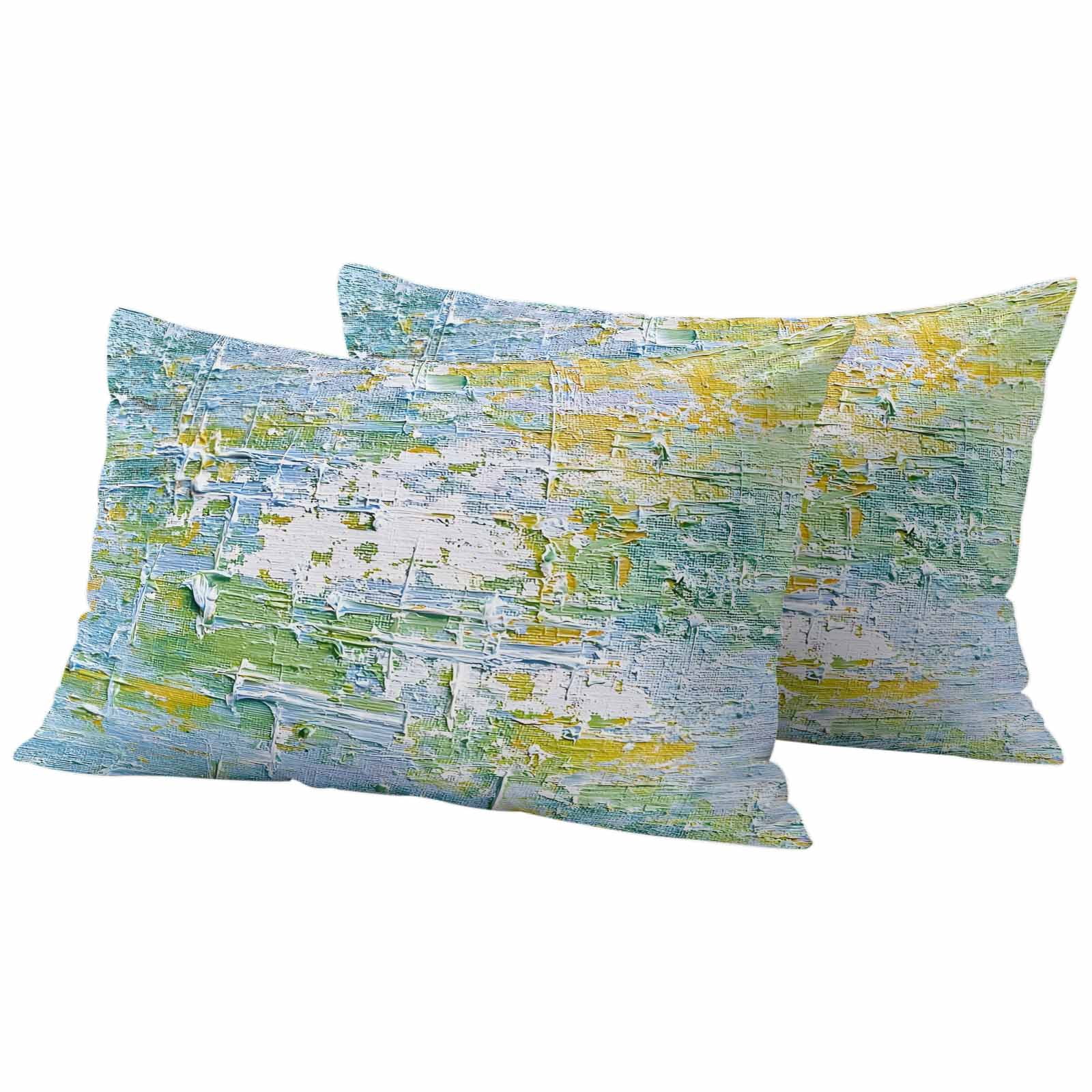 Abstract Coastal Outdoor Waterproof Pillow Covers, Geometric Ocean Blue ...