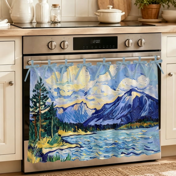 Abstract Coastal Oven Skirt for Farmhouse Kitchen Décor, Ocean Oil ...