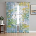 Abstract Coastal Sheer Curtains for Living Room Bedroom Geometric Ocean ...