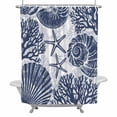 Abstract Coastal Shower Curtain, Modern Ocean Shell Starfish Blue ...