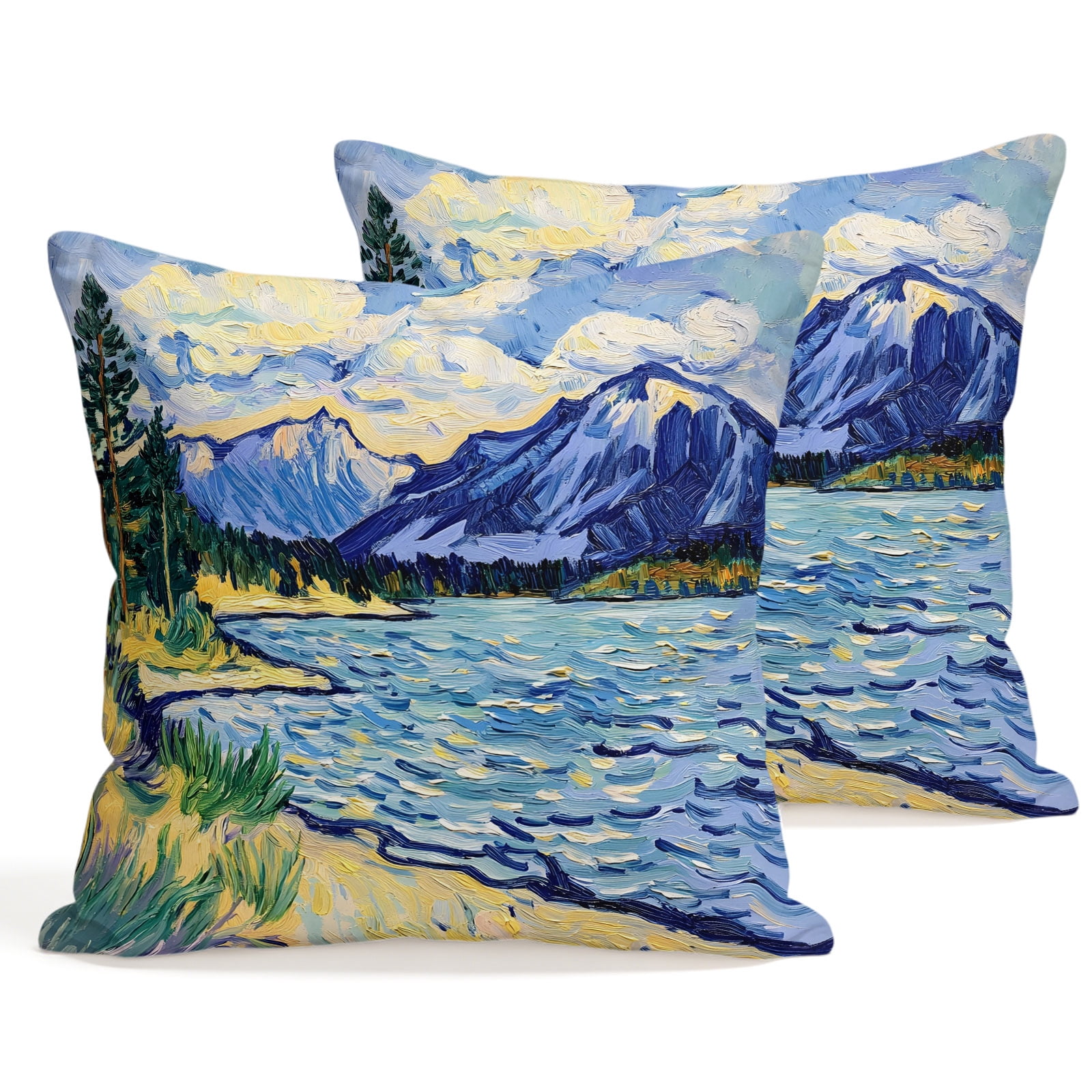 Abstract Coastal Throw Pillow Covers 20 x 20 Inch Pillow Covers Set of ...
