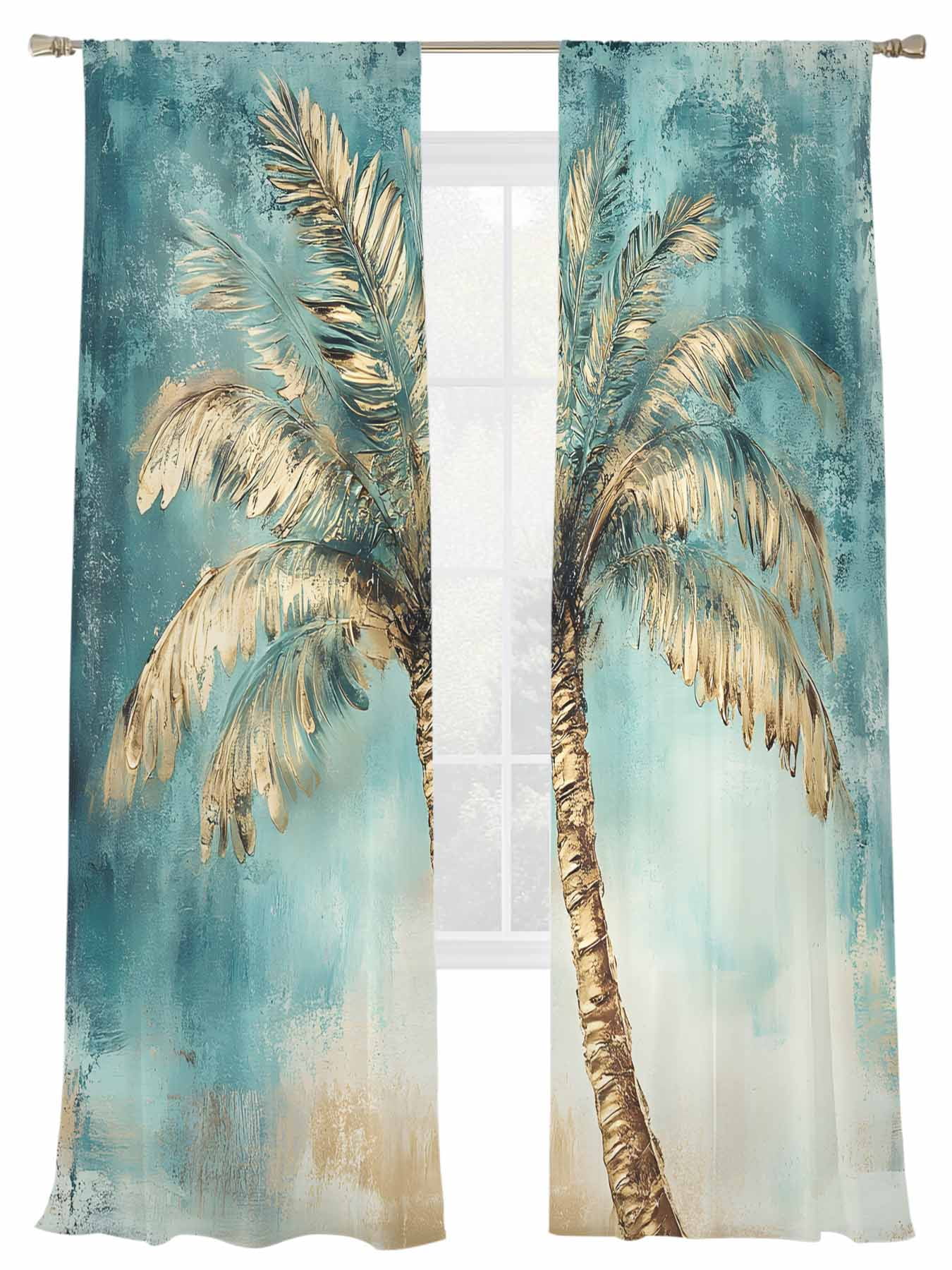 Abstract Coconut Tree Sheer Curtains for Living Room Bedroom, Light ...
