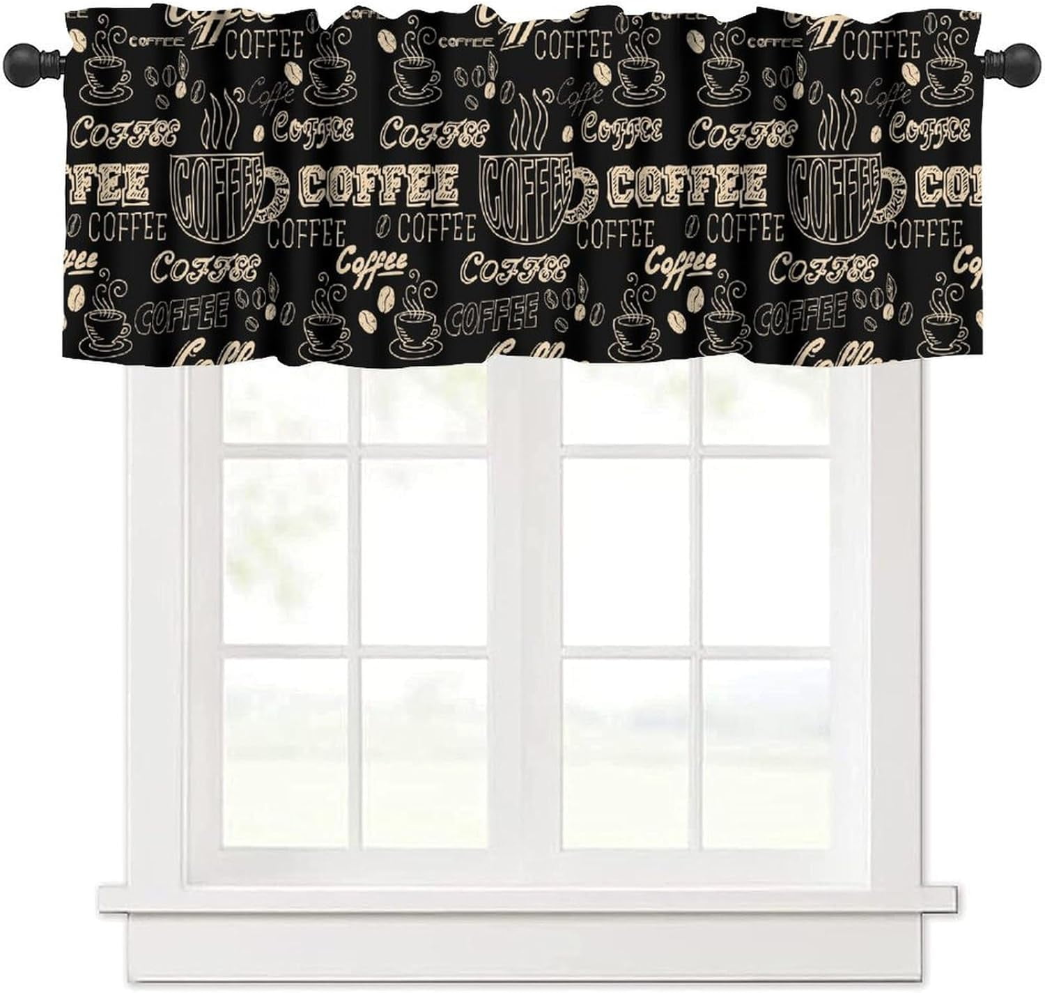 Abstract Coffee Valance Curtain,Modern Rustic Vintage Hand Painted ...