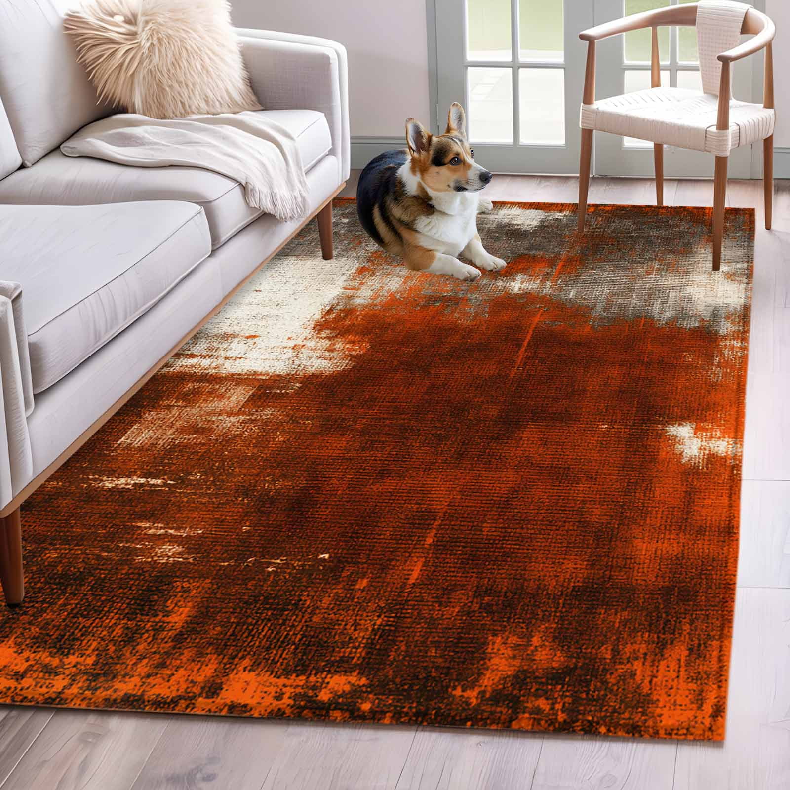 Abstract Collage Art Area Rugs 4x6 ft Vintage Red Oil Painting Texture ...