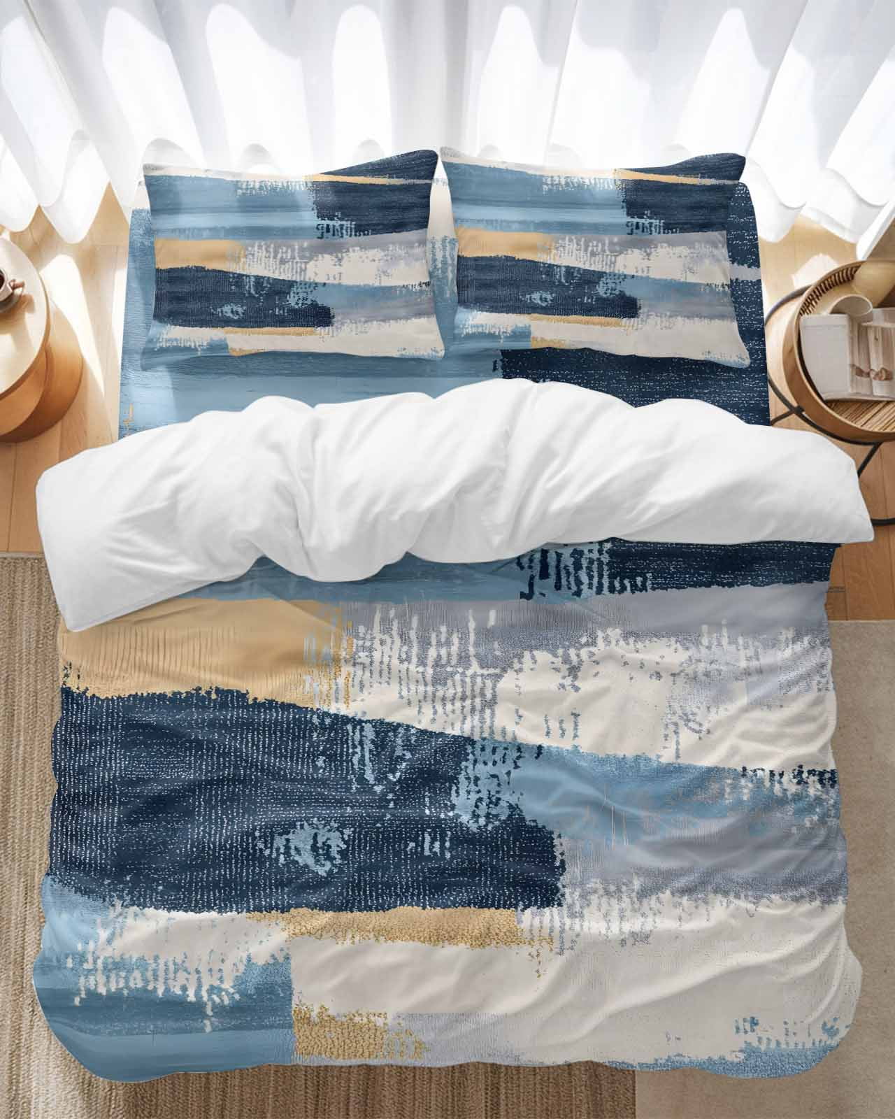 Abstract Collage Art Bedding Duvet Cover Set King Size 4 Pieces Retro ...
