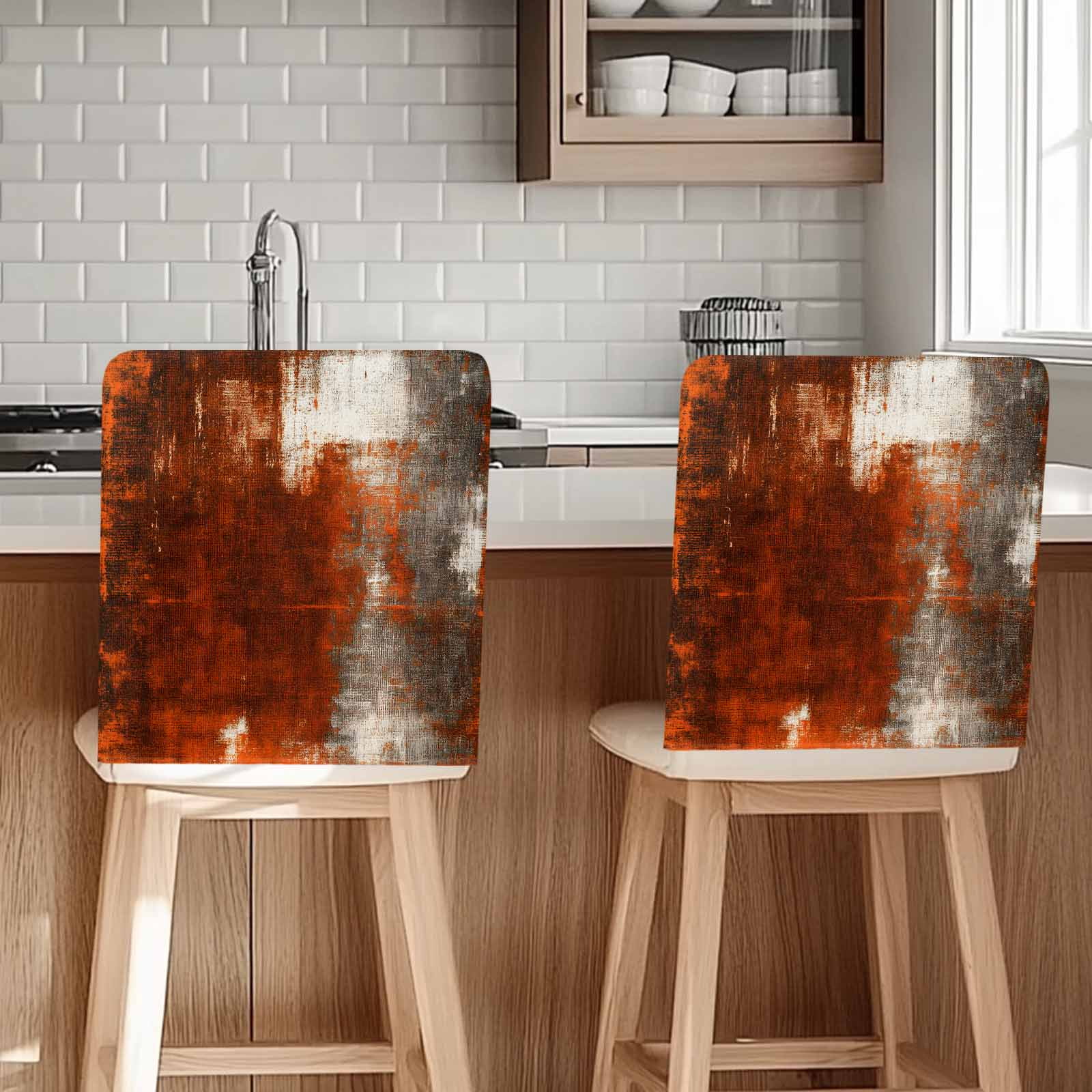 Abstract Collage Art Chair Covers Set of 1 Vintage Red Oil Painting ...