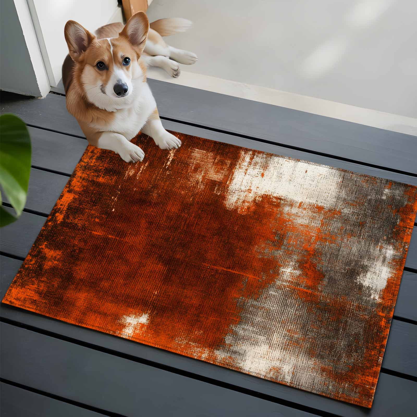 Abstract Collage Art Front Door Rugs 2x3 ft Vintage Red Oil Painting ...