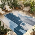 Abstract Collage Art Outdoor Rug, Retro Blue Oil Painting Theme Non ...