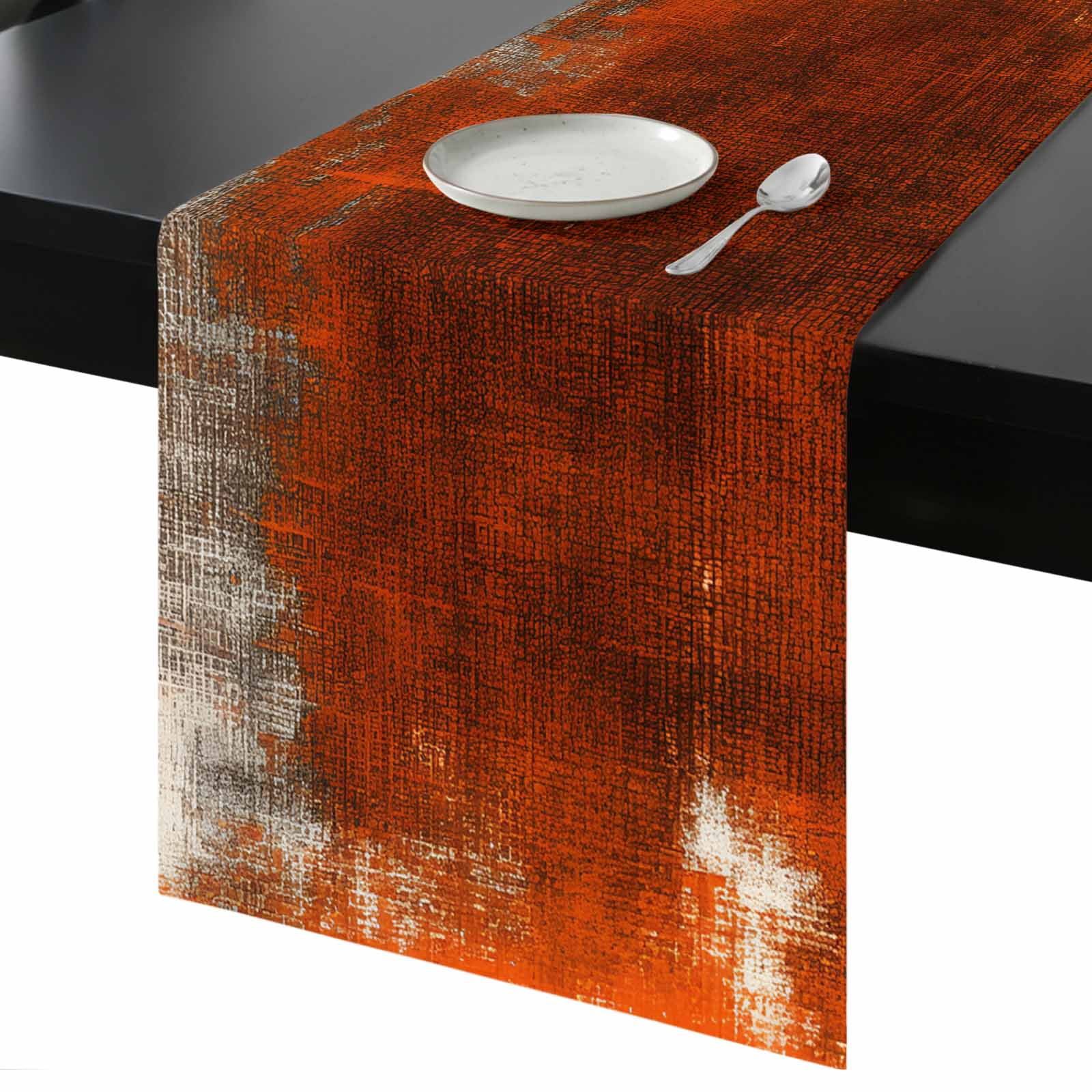 Abstract Collage Art Table Runner 13x36 Inch Vintage Red Oil Painting ...