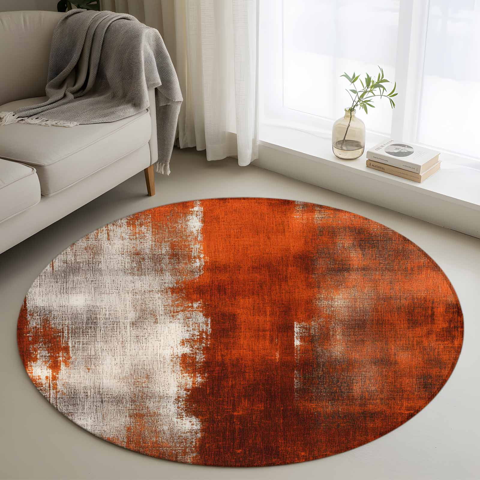 Abstract Collage Theme 4FT Round Area Rugs for Living Room 111 Vintage ...