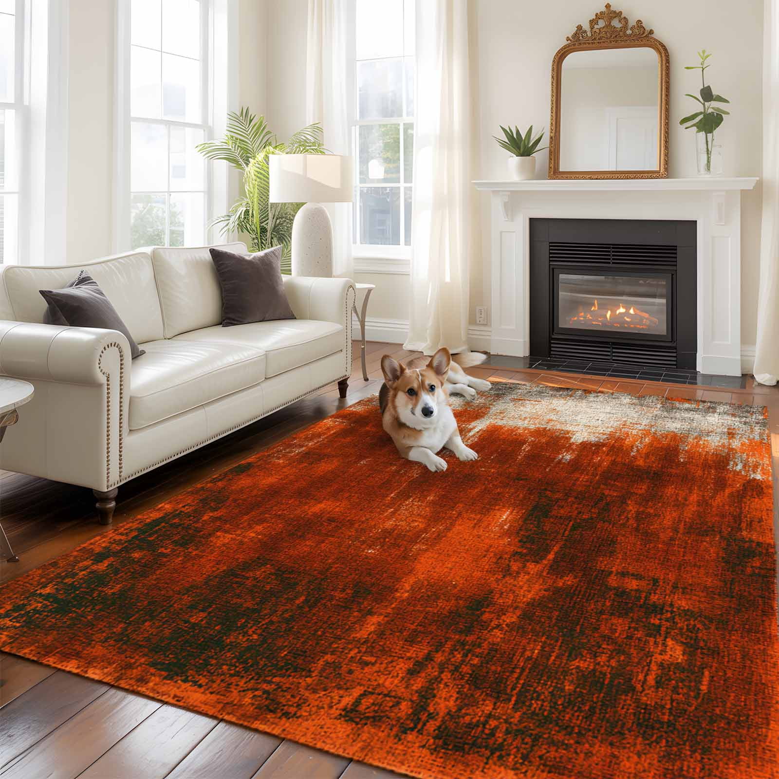 Abstract Collage Theme Large Area Rugs 6x9 ft Retro Red Oil Painting ...