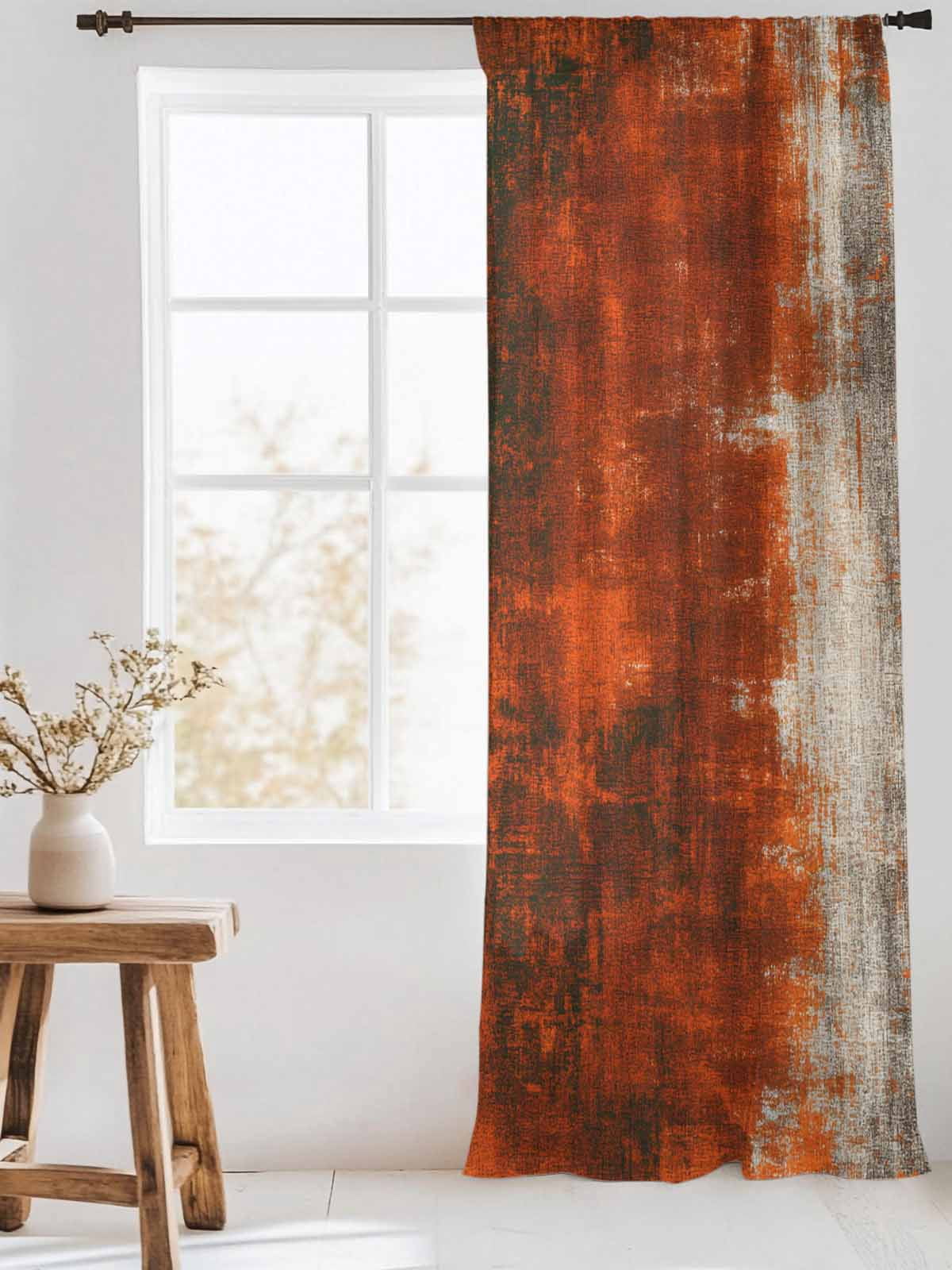 Abstract Collage Theme Sheer Curtains 84 Inch Long 1 Panel Retro Red ...