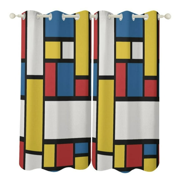 Abstract Color Block 2 Panels Blackout Curtains for Bedroom Living Room ...