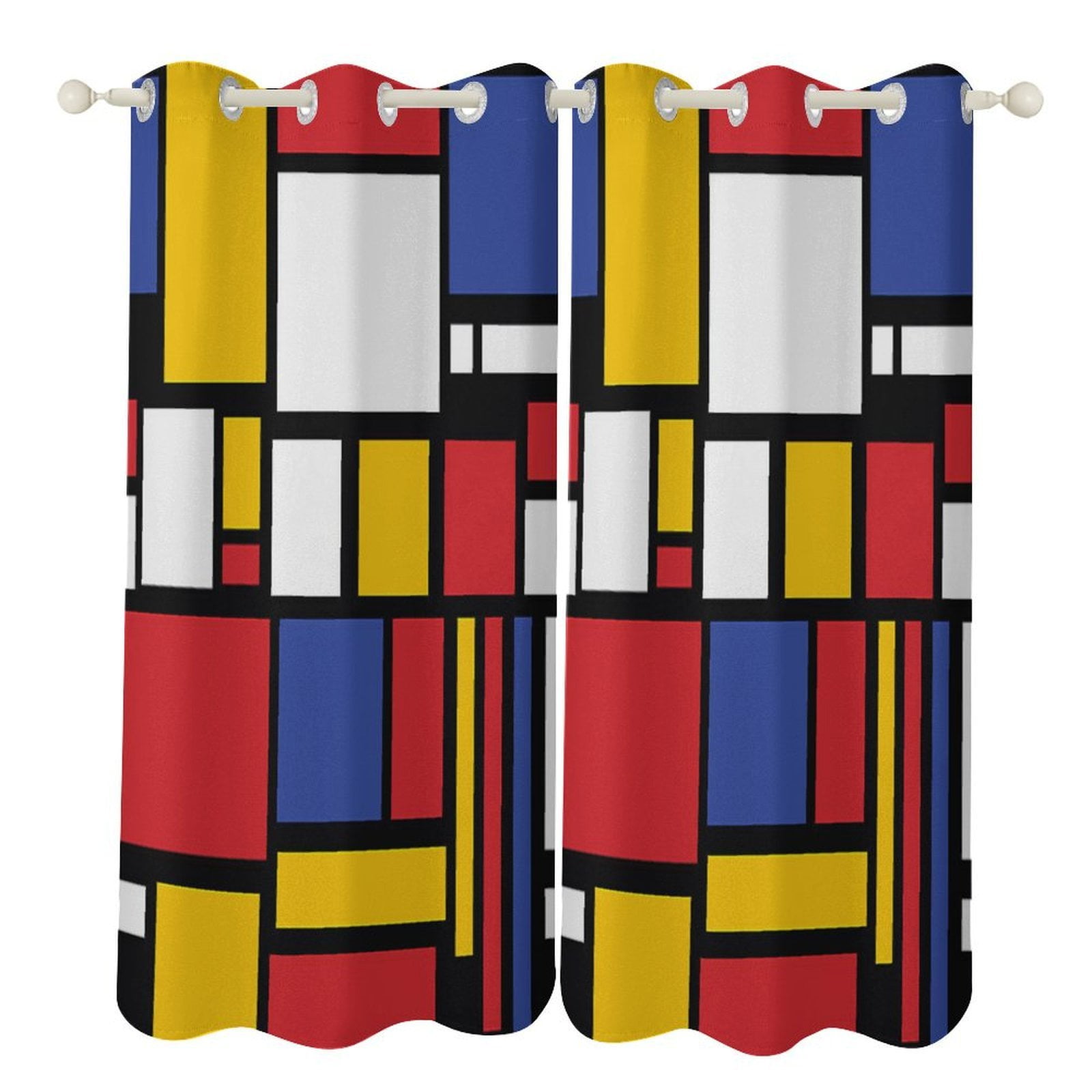 Abstract Color Block 2 Panels Blackout Curtains for Bedroom Living Room ...