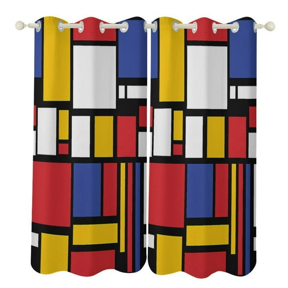 Abstract Color Block 2 Panels Blackout Curtains for Bedroom Living Room ...