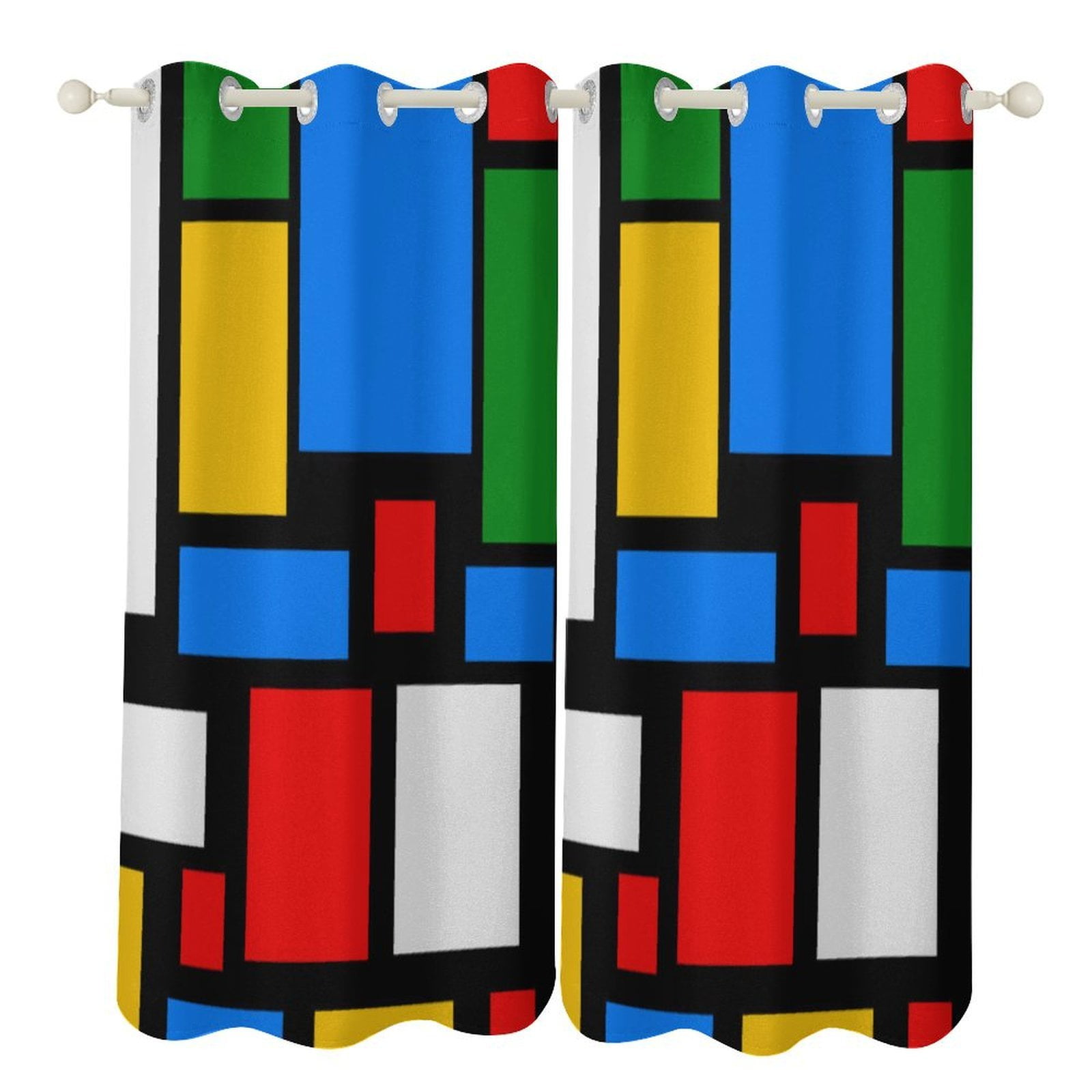 Abstract Color Block 2 Panels Blackout Curtains for Bedroom Living Room ...