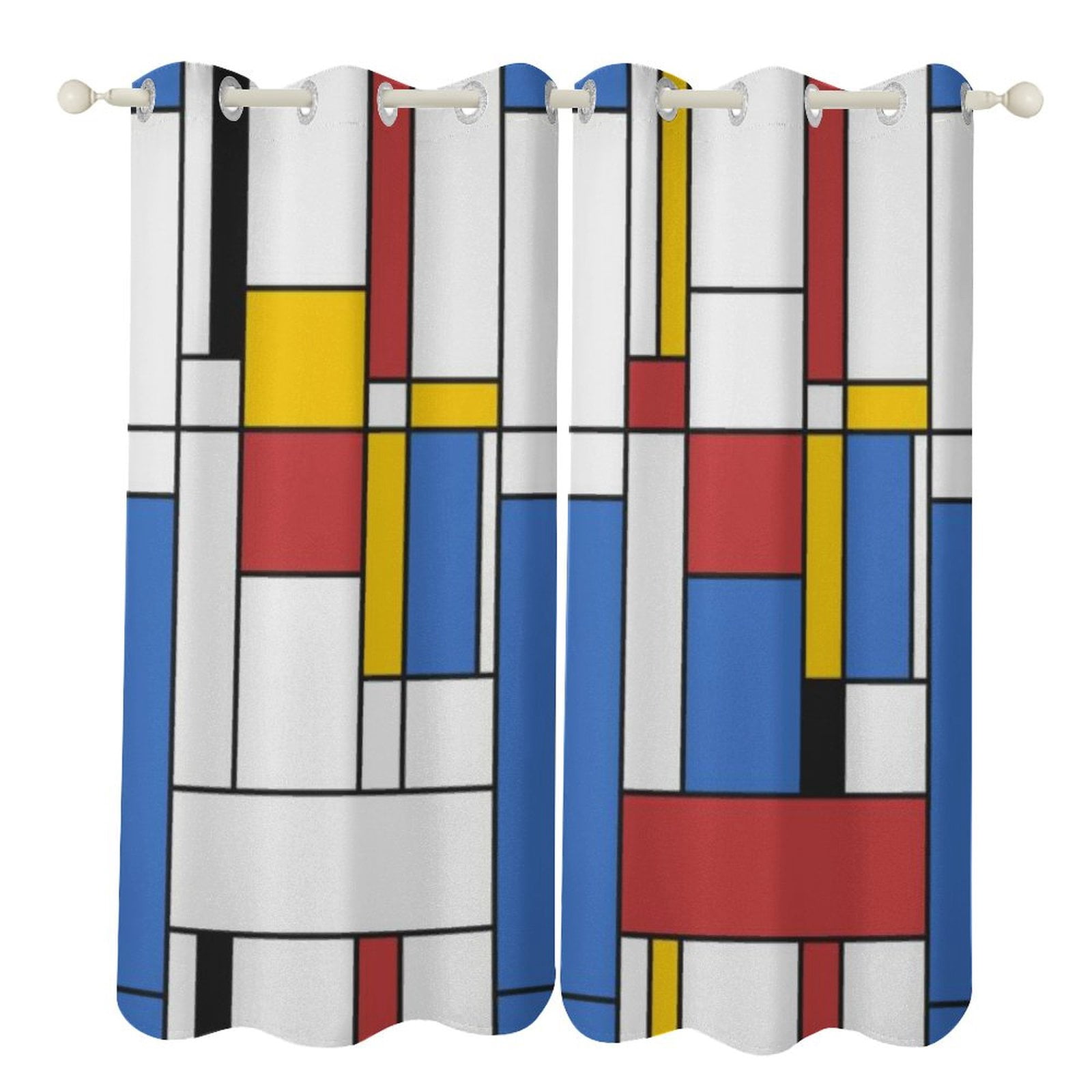 Abstract Color Block 2 Panels Curtains for Bedroom Living Room Drapes ...