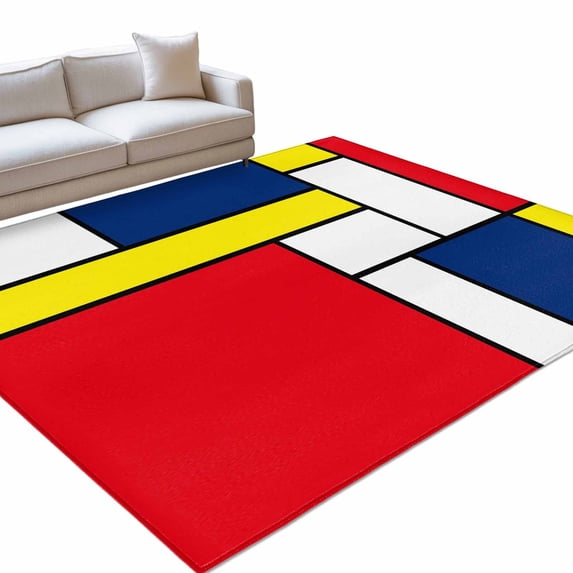 Abstract Color Block 3x5ft Non Slip Area Rug Yellow Red Blue ...